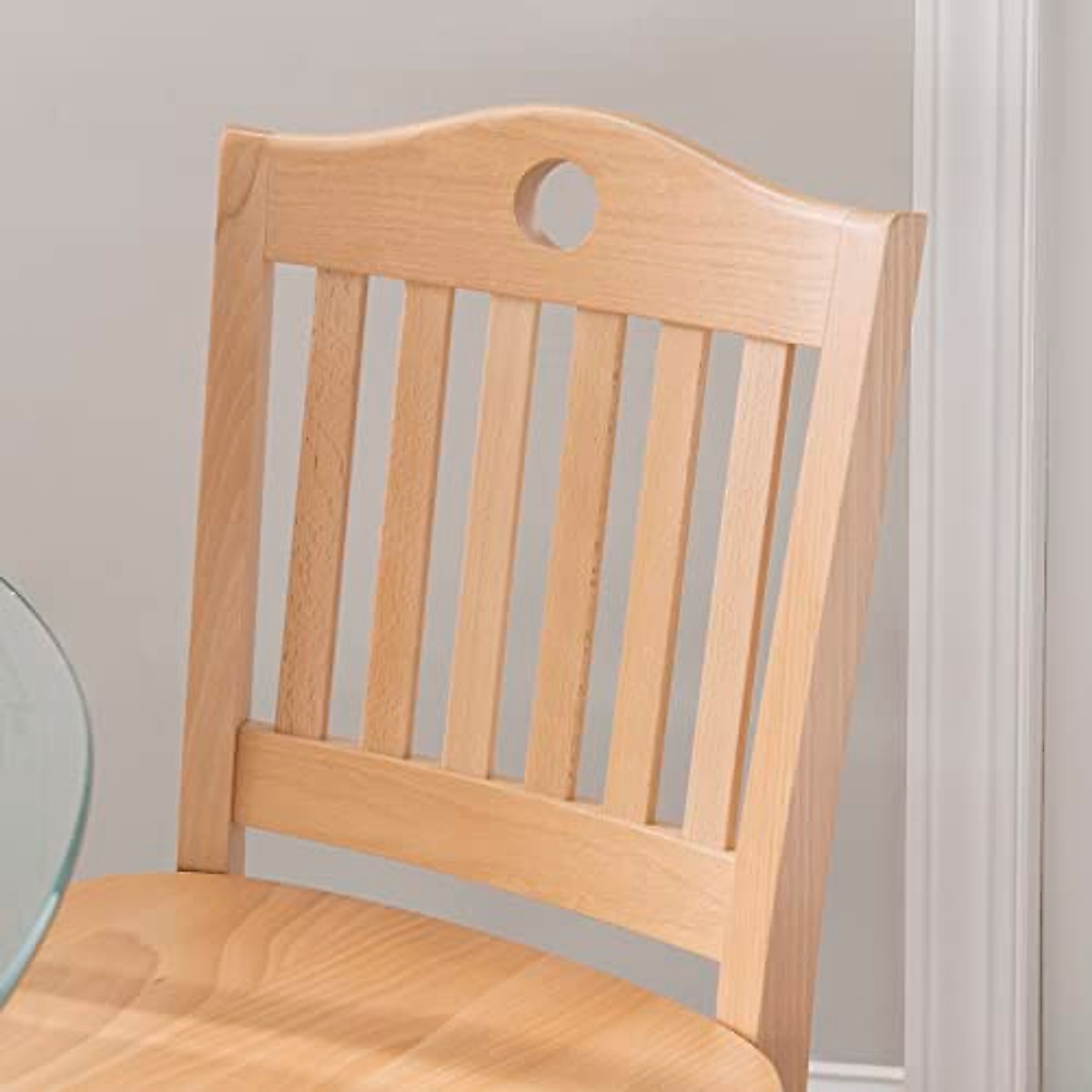 Linon Slat Back Natural Wood Finish Made in America Set of 2 Brock Dining Chair