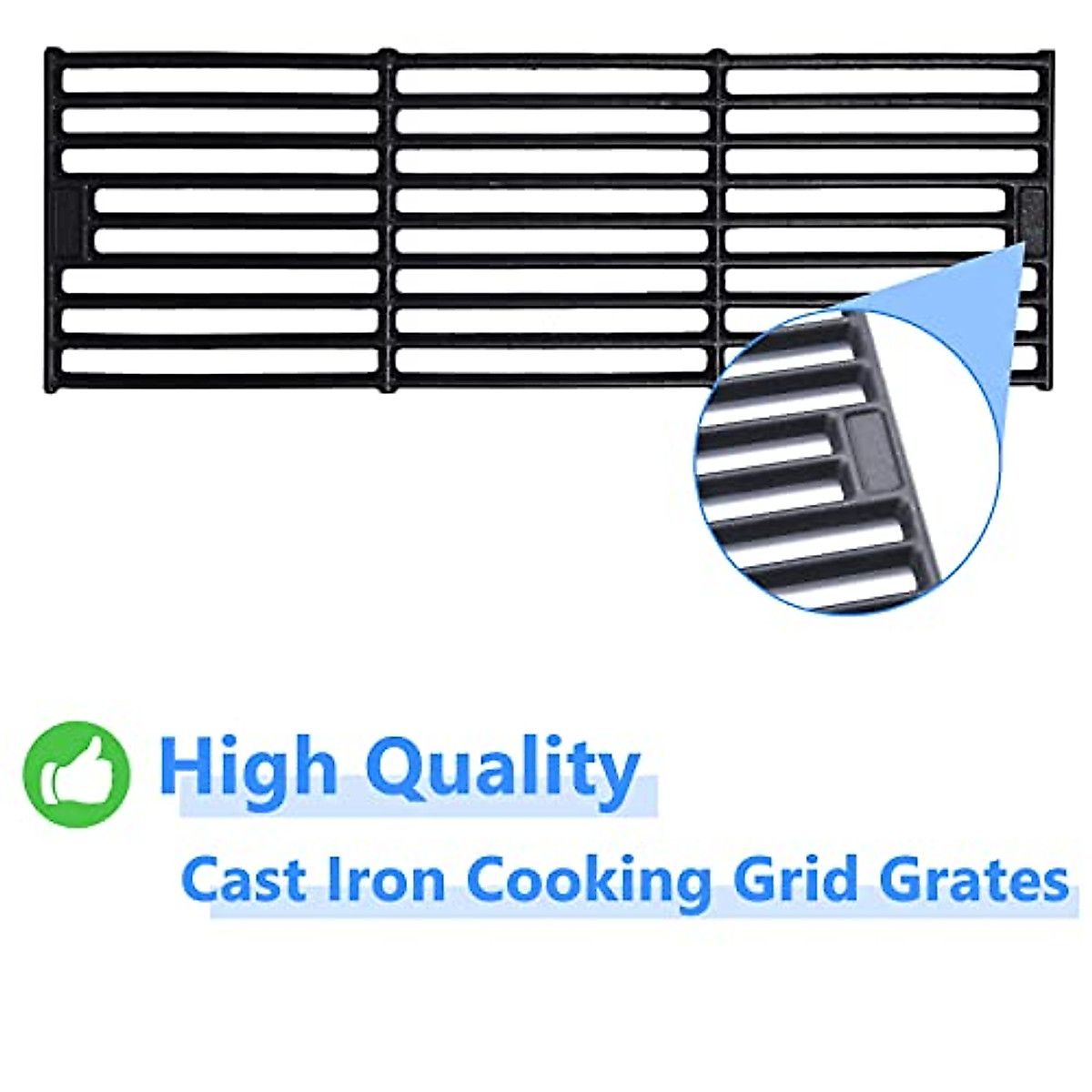GasSaf 19 3/4 inch Grill Grid Grates Replacement for Chargriller 5050, 3001, 3008, 3030, 4000, 2121, King Griller 3008 5252, Cast Iron Grill Cooking Grid Grates(19-3/4'' x 6-3/4'' Each)(4-Pack)