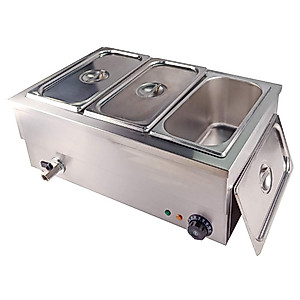 TAIMIKO Bain Marie Food Warmer Buffet Warmer Steam Table Countertop Stainless Steel Electric Container Temperature Control for Catering and Restaurant Commercial Grade Buffet Server 1350W (3 Pans)