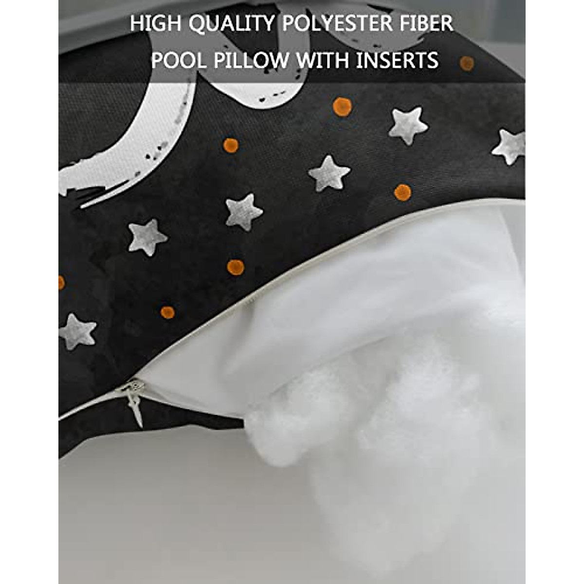 Recliner Head Pillow Ledge Loungers Chair Pillows with Insert Cartoon Ghost Stars Polka Dots Black Lumbar Pillow with Adjustable Strap Outside Patio Decorative Garden Cushion for Bench Couch, 2 PCS