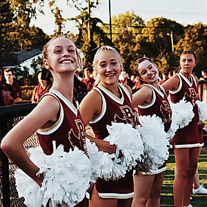 Hooshing 2PCS White Cheerleading Pom Poms with Baton Handle Cheer Pom Poms for Team Spirit Sports Dance Cheering Kids Adults