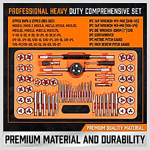HORUSDY 60-Piece Master Tap and Die Set | SAE Inch and Metric Sizes | for Coarse and Fine Threads Tools