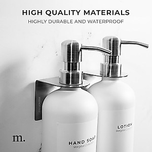 MaisoNovo Adhesive Soap & Shampoo Holder Set of 2 - Silver | Wall Mounted Dispenser Holder