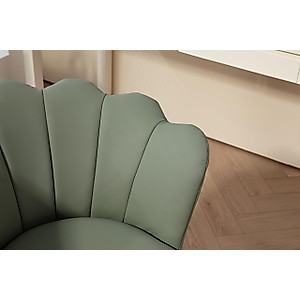 hegmentine Modern Home Office Chair Desk Chair Task with Wheels Swivel Vanity Chair Makeup Chair Height Adjustable Chairs Velvet Living Room, Bedroom (Olive Green)