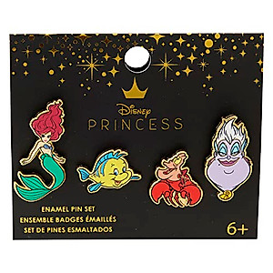 Loungefly Disney The Little Mermaid 4-Piece Pin Set (Ariel, Flounder, Sebastian, Ursula), Amazon Exclusive