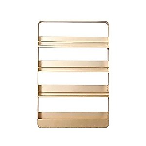 PIBM Stylish Simplicity Shelf Wall Mounted Floating Rack Shelves Gold Perfume Bathroom Nail Shop Multifunction Show Storage Guardrail,4 Layers, Metallic , 30x7x50cm