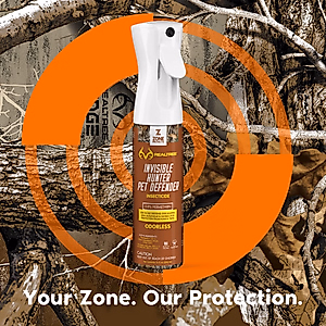 Zone Realtree Invisible Hunter Pet Defender Permethrin Insecticide, 10oz Continuous Permethrin Spray. Protect Your Dogs from Ticks and Fleas. Odor-Free. Lasts 40 Days.