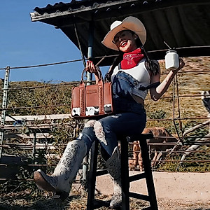 Montana West × Wrangler Tote Bag for Women Small Crossbody Bags Cow Print Satchel Top Handle Purse with Strap WG102-8120SBR