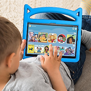 Fire HD 8 Tablet Case,Fire 8 Plus Tablet Case(Fits 12th/10th Generation, 2022/2020 Release),SHREBORN Lightweight Shockproof Cover with Stand Handle for All-New Amazon Kindle Fire HD 8 Kids Tablet-Blue