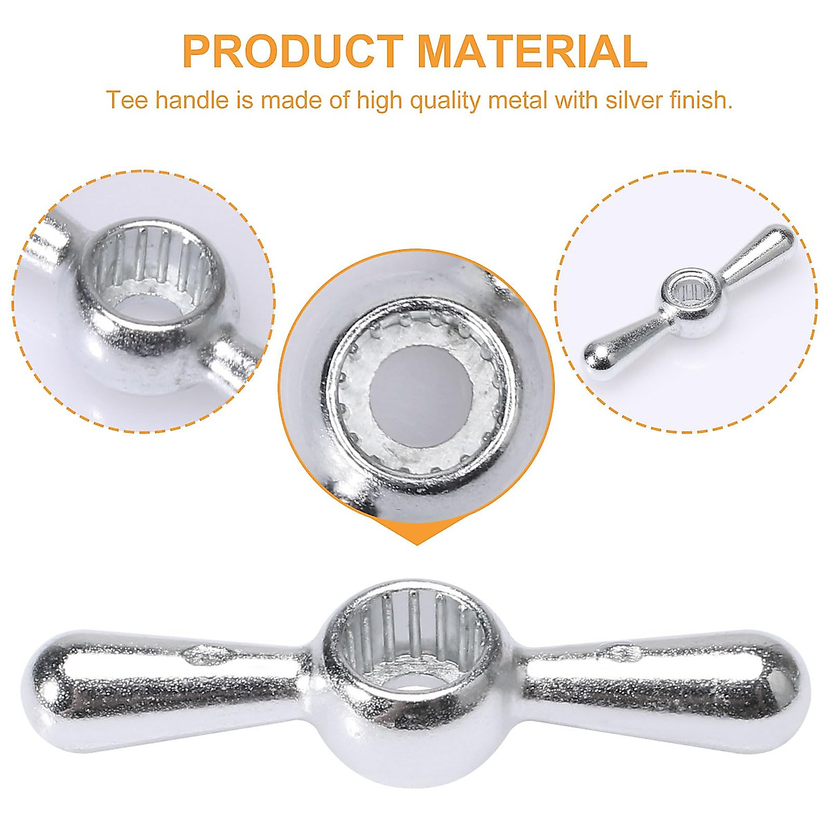 VIDABTE 01-5095 Bibb Sillcock Tee Handle,Metal Outside Faucet Hose Bibb Tee Handle,16 Point Broach (4 pcs)