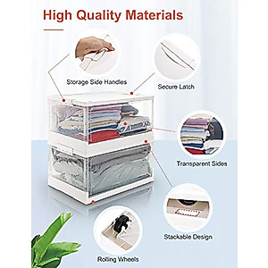 Homde 2 Pack X-Large Storage Bins with Wheels and Load up to 132lb, Collapsible Storage Box Containers Plastic Organizer with Lids & Handle for Home, Kitchen and Office