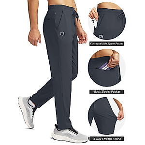 G Gradual Mens Sweatpants Zipper Pockets Tapered Track Athletic Pants for Running, Exercise, Workout (Dark Grey, Medium)