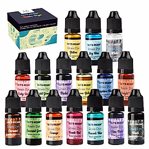LET'S RESIN Epoxy Resin Pigment 16 Color Liquid Epoxy Resin Dye, Concentrated Epoxy Resin Paint,Resin Colorant for Resin Coloring,Resin Jewelry, Resin Art Crafts DIY Making (Each 0.35oz)