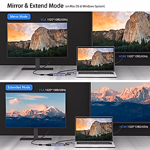 USB C Hub, HOPDAY Docking Station, 6 in 1 Dual Monitor USB C Adapter with VGA, 4K HDMI, USB 3.0 Ports, SD/TF Card Reader, Compatible with MacBook Pro/Air, Dell/HP/Lenovo