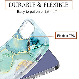 luolnh Gold Glitter Sparkle Case Compatible with iPhone 12 and iPhone 12 Pro 6.1 Inch (2020 Release) Marble Design Shockproof Soft Silicone Rubber TPU Bumper Cover Skin Phone Case-Abstract Mint