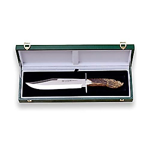 Joker Collection knife CTJ101, hand-carved deer horn handle, 9.84 inches MOVA Steel blade, presentation box, tool for fishing, hunting, camping and hiking