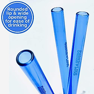 SHAKA LOVE Reusable Glass Drinking Straw Set- Stylish, Durable, Shatter-Resistant - Set of 5 Colorful Blue Glass Drinking Straws with Cleaning Tool & Travel Carry Bag (Ocean Blue, 9)