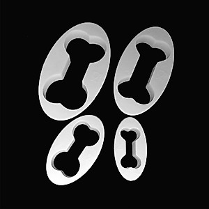 4Pcs/Set Dog Bone Cookie Cutters | Plastic Biscuit Cutter & Stamp - Dog Bone Biscuit Cake Fondant Pancake Cutter Mold | Dog Treat Mold Perfect for Homemade Dog Biscuits Varied Sizes For Pet Owners