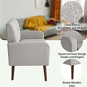 Sepnine 50" Modern Linen/Velvet Fabric Loveseat Sofa,Office Couch for Small Space, Living Room Soft Futon,Small Love Seats Couch for Bedroom (Linen-Beige Grey)