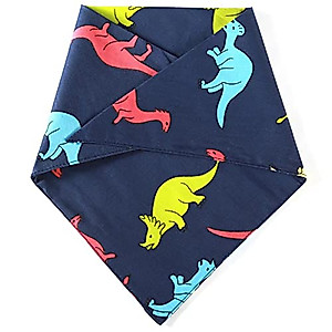 Ming Heng Lovely Dog Scarf Navy Blue Dinosaur Animal Pattern Triangle Scarf Dog Cat Pet Bandanas Decoration Accessories (Navy Blue)