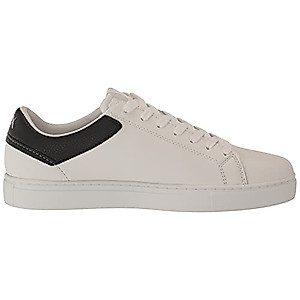 A|X Armani Exchange Men's Updated Leather Sidewall Logo Sneaker, Op.White+Black, 11
