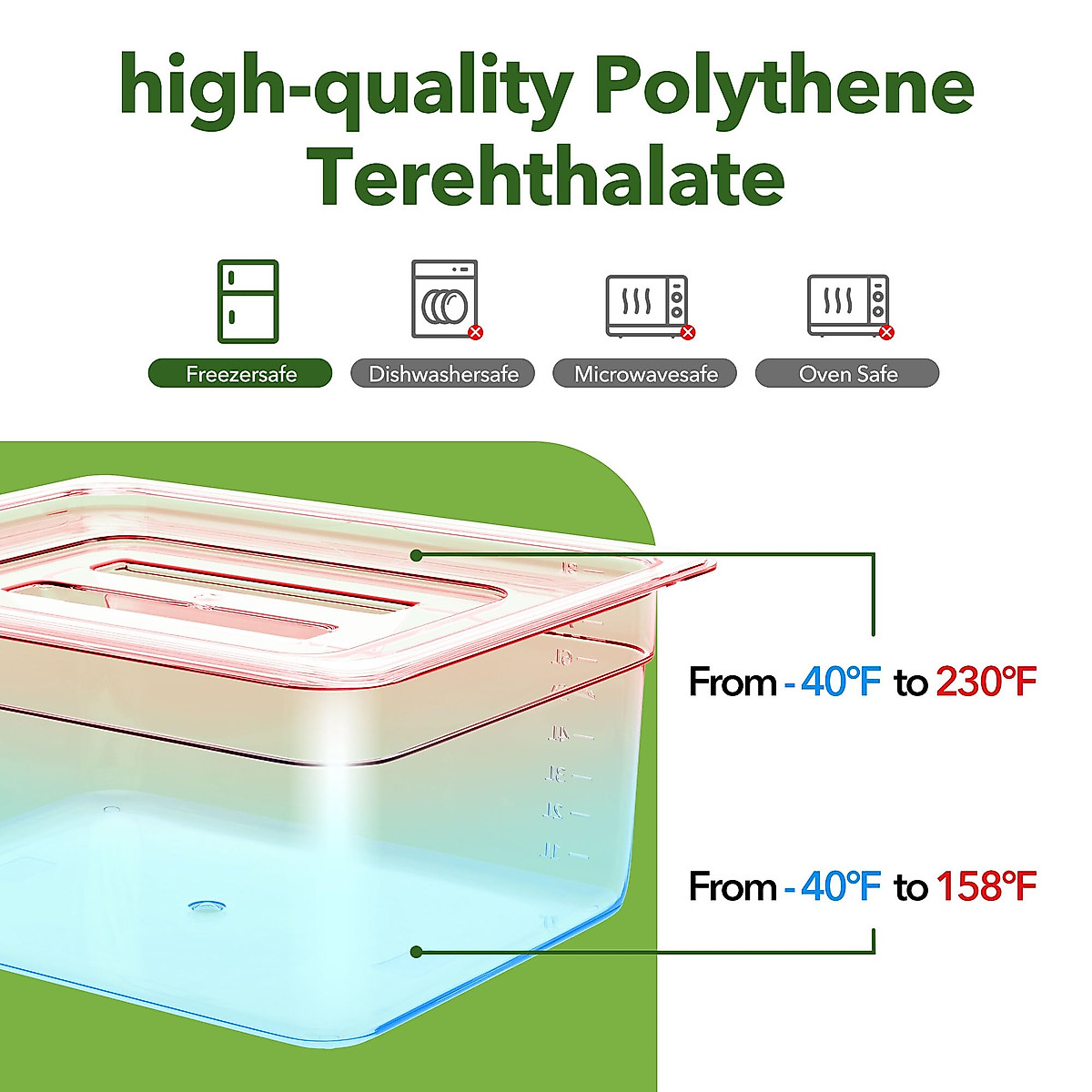 HNEDSEN 6 Pack Plastic Food Pan with Lid 1/2 Size 2.5 Inch Deep Restaurant Clear Food Storage Containers Polycarbonate Commercial Hotel Pans for Fruits Vegetables Beans Corns (6 PCS, 2.5'' Deep)