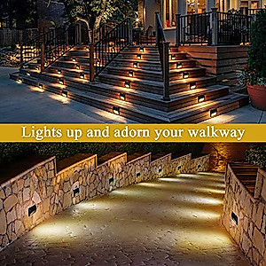 DHELINK 2 Pack Outdoor Solar Deck Lights, 6 LED Solar Step Lights Outdoor Waterproof Warm White Auto On/Off Solar Powered Stair Lights Lighting for Fence Yard Patio Garden Pathway Walkway