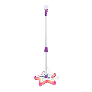 Singing Machine Kids SMK910PP Star Stage, Adjustable Sing-Along Mic Stand with LED Lights, Pink/Purple