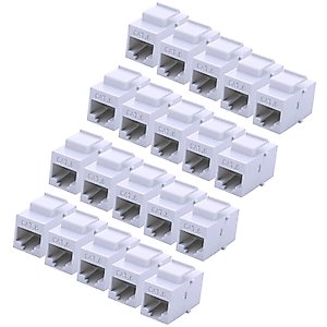 RJ45 Keystone Coupler - 20Pack iGreely Cat6 Cat5e Cat5 Compatible 8P8C Ethernet Network Jack Insert Snap in Adapter Connector Port Inline Coupler for Wall Plate Outlet Panel-White