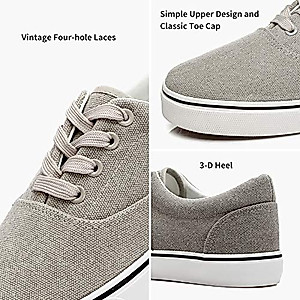 yageyan Men’s Low Top Canvas Walking Shoes Lace-up Fashion Sneakers Casual（GRA11） Grey