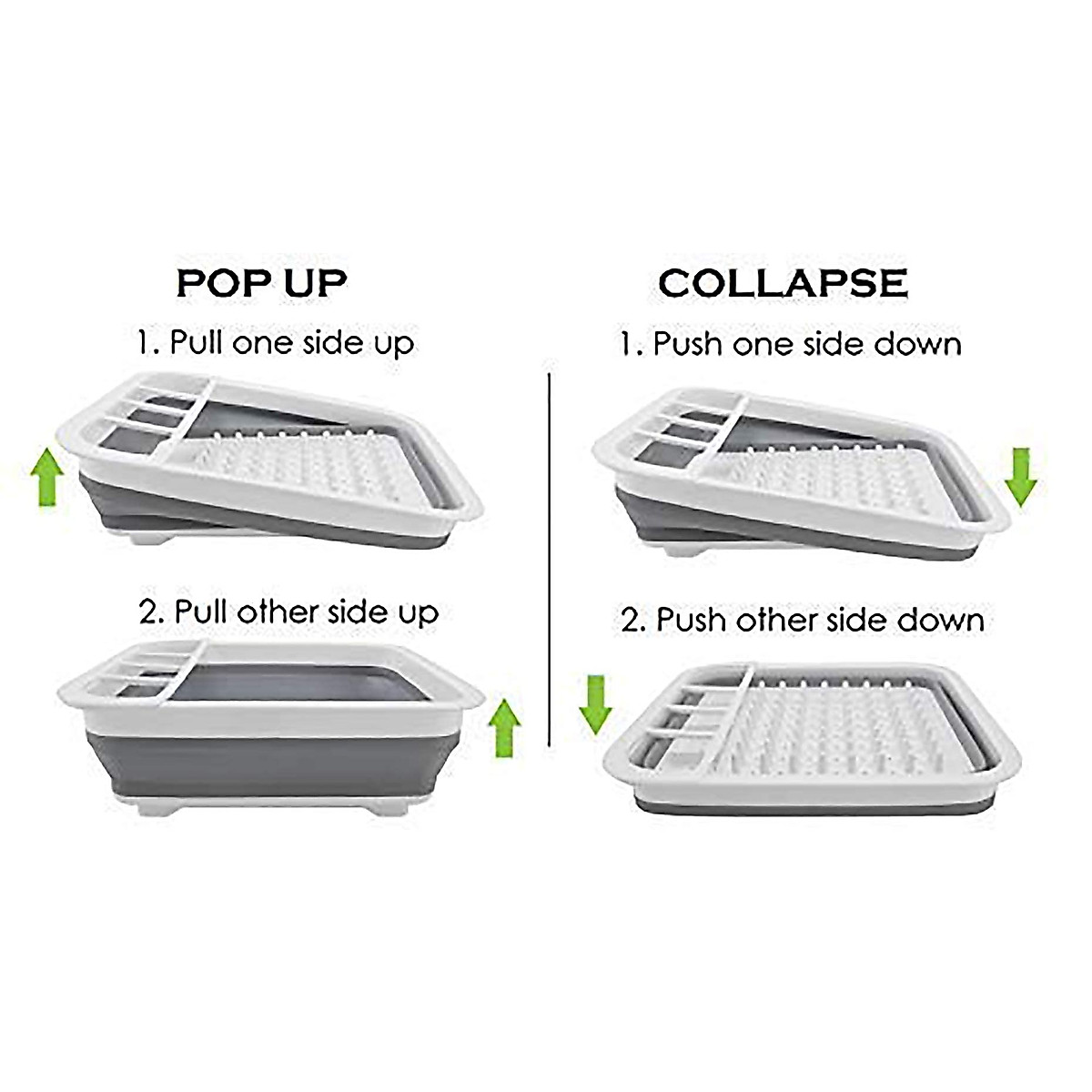Ahyuan Collapsible Dish Drying Rack with Drainboard Tray Space Saving Camper Accessories Kitchen Storage Organizer RV Accessories for Inside Camper Accessories for Travel Trailers (with Drainboard)