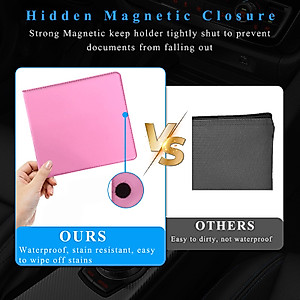 Kewucn 2 PCS Car Registration Insurance Holder, Essential Auto Card Glove Box Organizer, Vehicle Interior Accessories Perfect for Most Car, Truck, SUV (10.55''×4.8'', Pink)