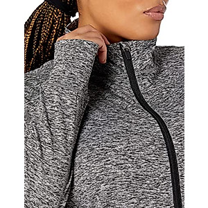 Amazon Essentials Women's Brushed Tech Stretch Full-Zip Jacket (Available in Plus Size), Dark Grey Space Dye, X-Large