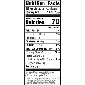 Fiber One 70 Calorie Soft-Baked Bars, Cinnamon Coffee Cake, 18 ct