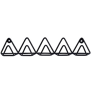 MyGift Wall Mounted Black Metal Entryway Key Organizer Rack, Laynard, Mask and Pet Leash Hanger Holder with 5 Triangle Wire Hooks