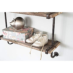 BarnwoodUSA Rustic Wooden Shelf with 2 Planks, Farmhouse Wall Ledge, Natural Weathered Gray