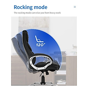 Office Chair Computer High Back Adjustable Ergonomic Desk Chair Executive PU Leather Swivel Task Chair with Armrests Lumbar Support (Black)