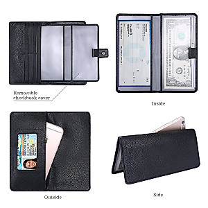 Itslife Womens Wallet,Large Capacity RFID Blocking Leather Wallets Credit Cards Organizer Ladies Wallet with Checkbook Holder,Black