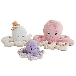 lapeche Plush Cute Octopus Dolls Soft Toy Stuffed Marine Animal for Boys Girls Birthday Presents (White, 16")