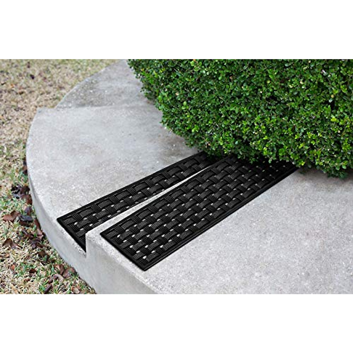 BirdRock Home Rubber Stair treads for Outdoors | Basket Weave Design | 9" x 30" | 4 Pack | Beautifully Designed Stair mats | Outdoor Stair treads Non-Slip Weather Resistant