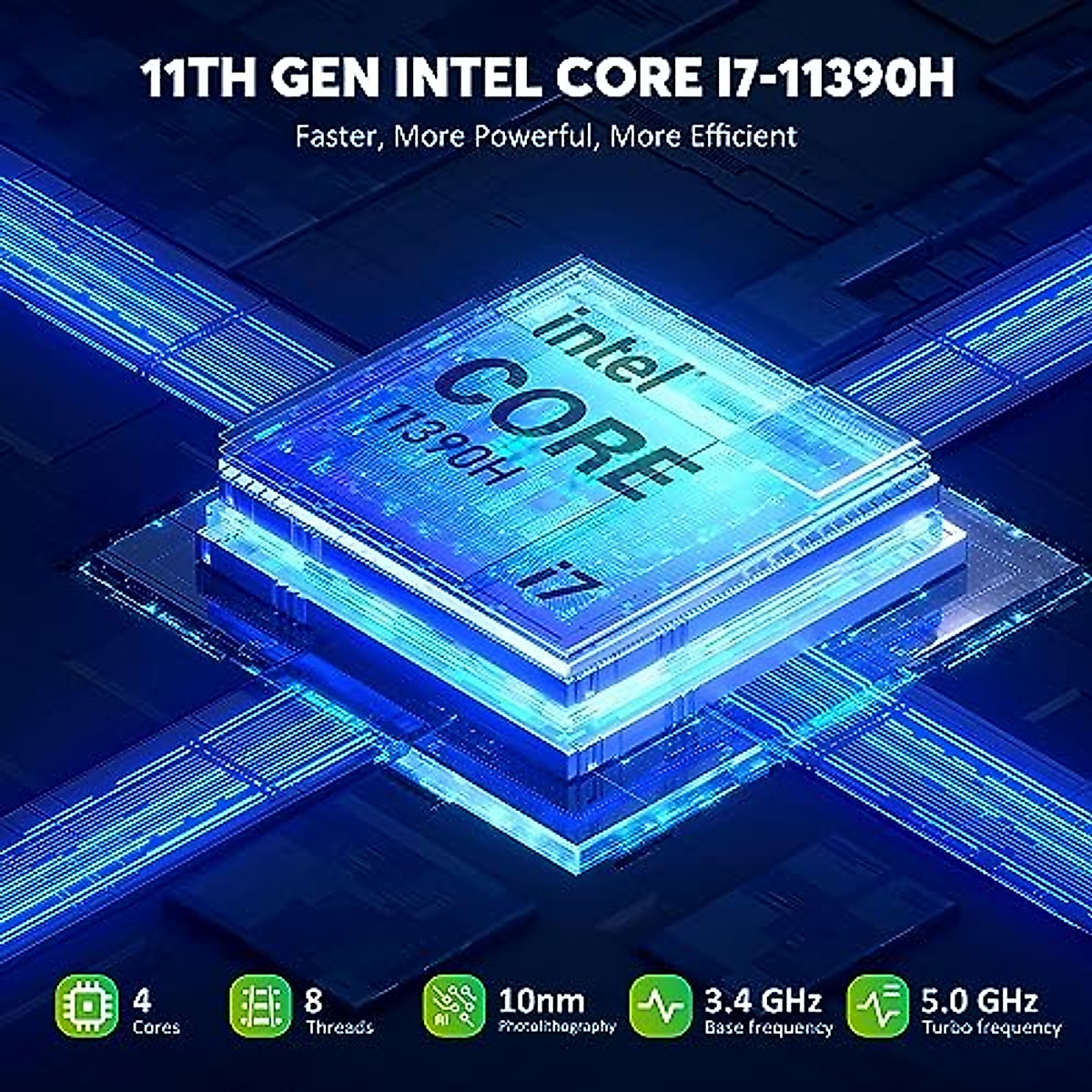 ACEMAGIC Mini PC Intel i7 11390H(Up to 5.0GHz), Mini Computer Desktop PC, 16GB DDR4 512GB M.2 NVMe PCIe 3.0 SSD Small Computer Tower Micro PC Support 4K UHD/WiFi 6/BT 5.2/Dual HDMI/LAN/USB 3.0/VESA