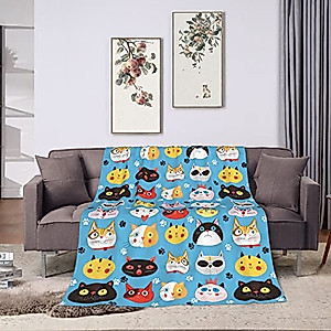 Cute Cat Blanket Warming Gifts Super Soft Throw Blanket Flannel Cozy for Loved One Home Decor for All Season 50"X40"