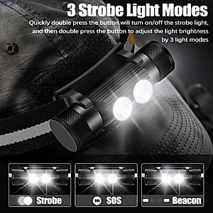 Rugtol 1200 Lumen Rechargeable LED Headlamp, Black, Battery Powered, Adjustable Light Modes, Impact Resistant, Waterproof