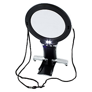 ARSUK Magnifying Glasses with Light, Hands-Free Neck Magnifier for Reading Sewing Cross Stitching Needlework Crafts Hobby Jewelry Repair, 2X 6X Magnification Hanging Cord & Desk Stand