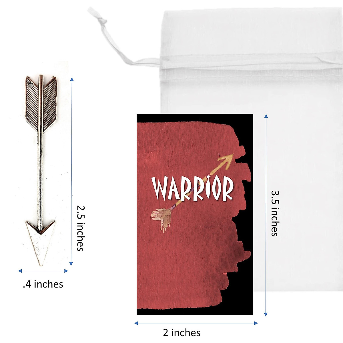 Smiling Wisdom - Bulk 30 Warrior Gift Sets - Employees Staff Mini Warrior Appreciation Cards, Bags and Arrow Keepsake Gifts (90 Pcs) - Silver Arrow