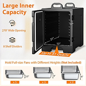 GOFLAME Catering Food Warmers, Hot Boxes Catering for 5 Full-Size Pan, 81 Quart Capacity, Stackable, Handles, Portable Insulated Food Carrier for Family Gathering, Canteen, Restaurant