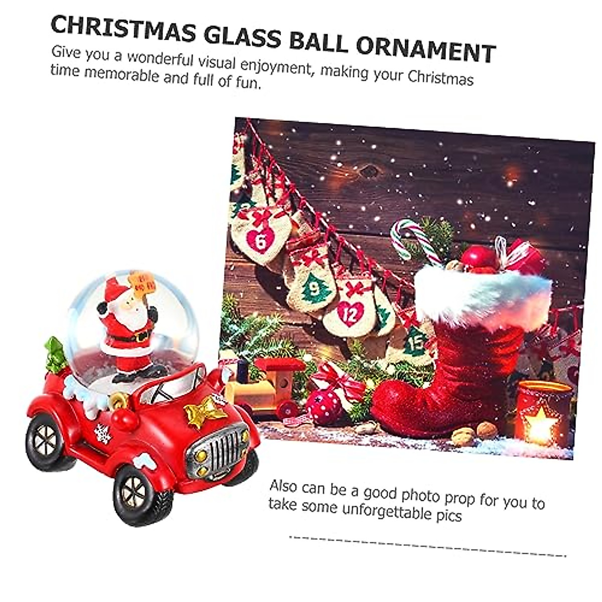 VOSAREA 3 pcs Christmas Crystal Ball Table top Decor Christmas Ornament Decor for Table Christmas Water Snow Globe Gifts for Cars Christmas Globe Decor Resin Luminous Crystal Ball Shine