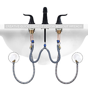 WOWOW Widespread Bathroom Faucet 3 Hole Black Widespread Faucet 8 Inch Center Bathroom Faucets Pop Up Drain Assembly Vanity Faucet Double Handle High Arc Lavatory Bathroom Basin Faucet Sink Faucets