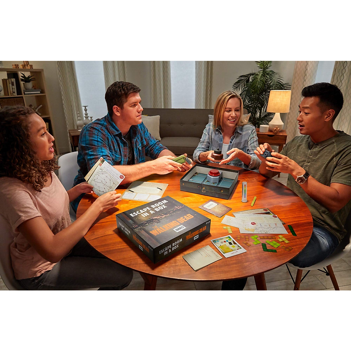 Mattel Games Escape Room in a Box:The Walking Dead Board Game, Party Game for 4 to 8 Players with Clues & Puzzles Inspired by AMC TV Series, Gift for Teens & Adults Ages 13 Years Old & Up