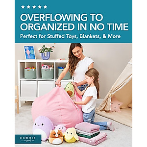 Stuffed Animal Bean Bag Storage (No Filler) - Machine Washable Kids Bean Bag Chair - Extra Large Pink Bean Bag Chair Cover Stuff Toys & Soft Items - Stuffed Animal Holder for Girls -Pink Corduroy